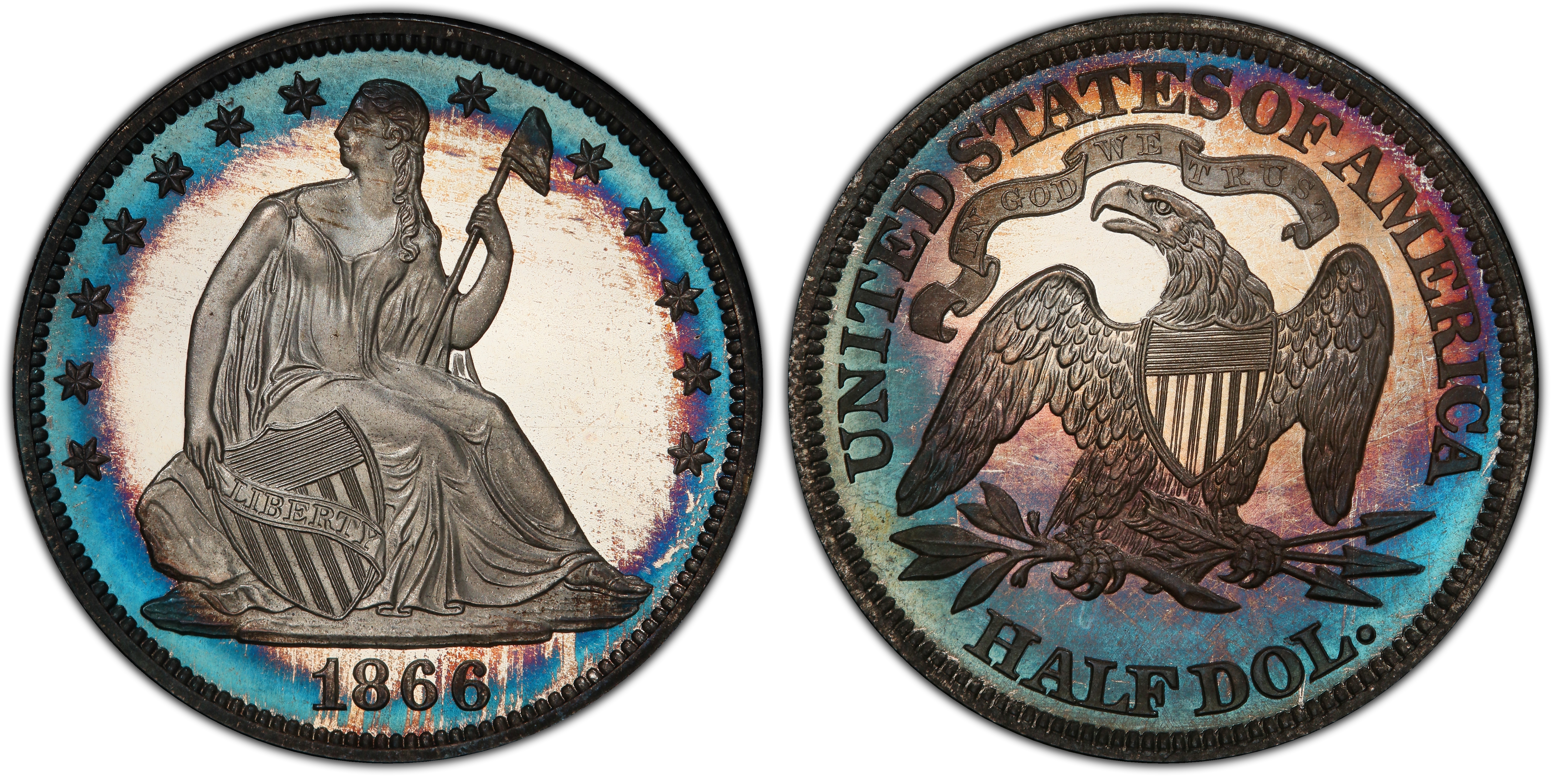 1866 50C Motto, CAM (Proof) Liberty Seated Half Dollar - PCGS CoinFacts 1866 50C Motto, CAM (Proof) Liberty Seated Half Dollar - PCGS CoinFacts